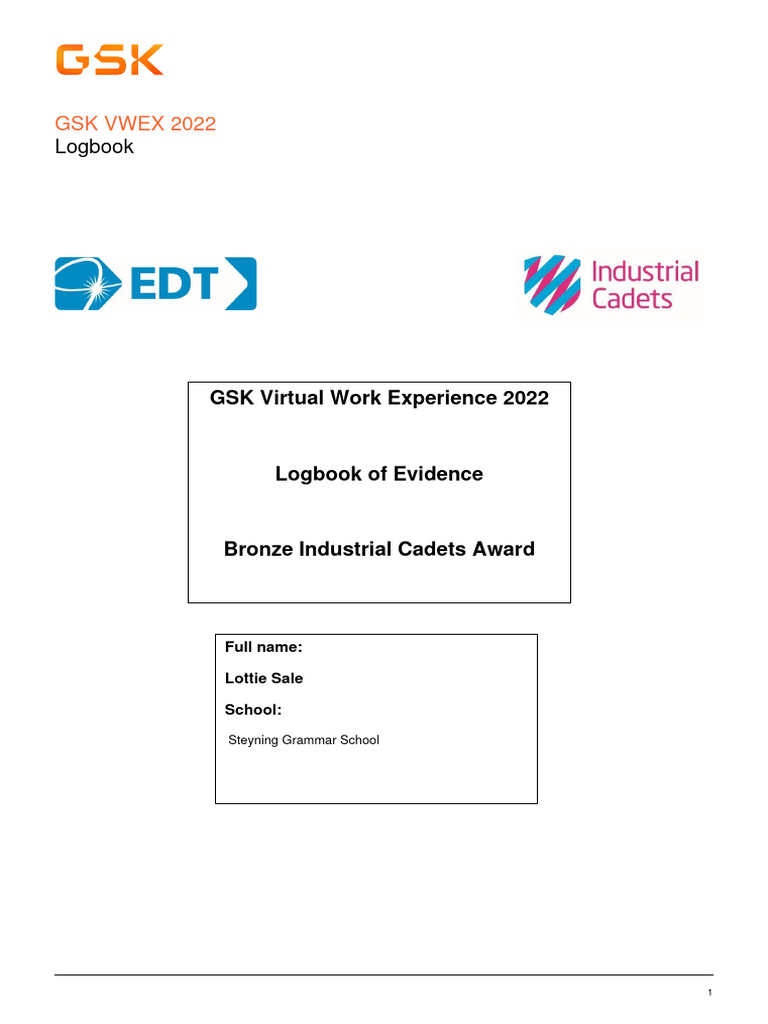 Virtual Work Experience Logbook GSK Ocotber 2022 | Download Free PDF ...