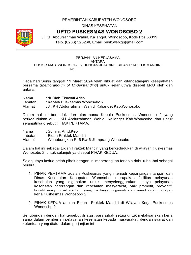 Mou Jejaring Bidan Sumini | PDF | Hukum | Pengembangan Diri