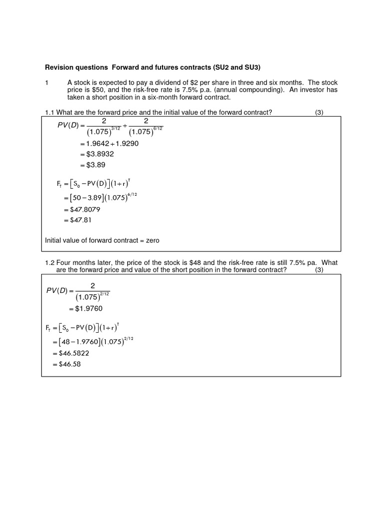 INV3703-revisionquestions Answers Studyunit2to3 | PDF | Futures Contract | Short (Finance)