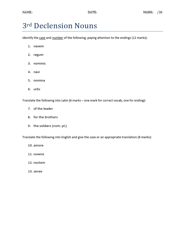 Chapter 204 3rd 20declension 20nouns | PDF | Language Arts & Discipline | History