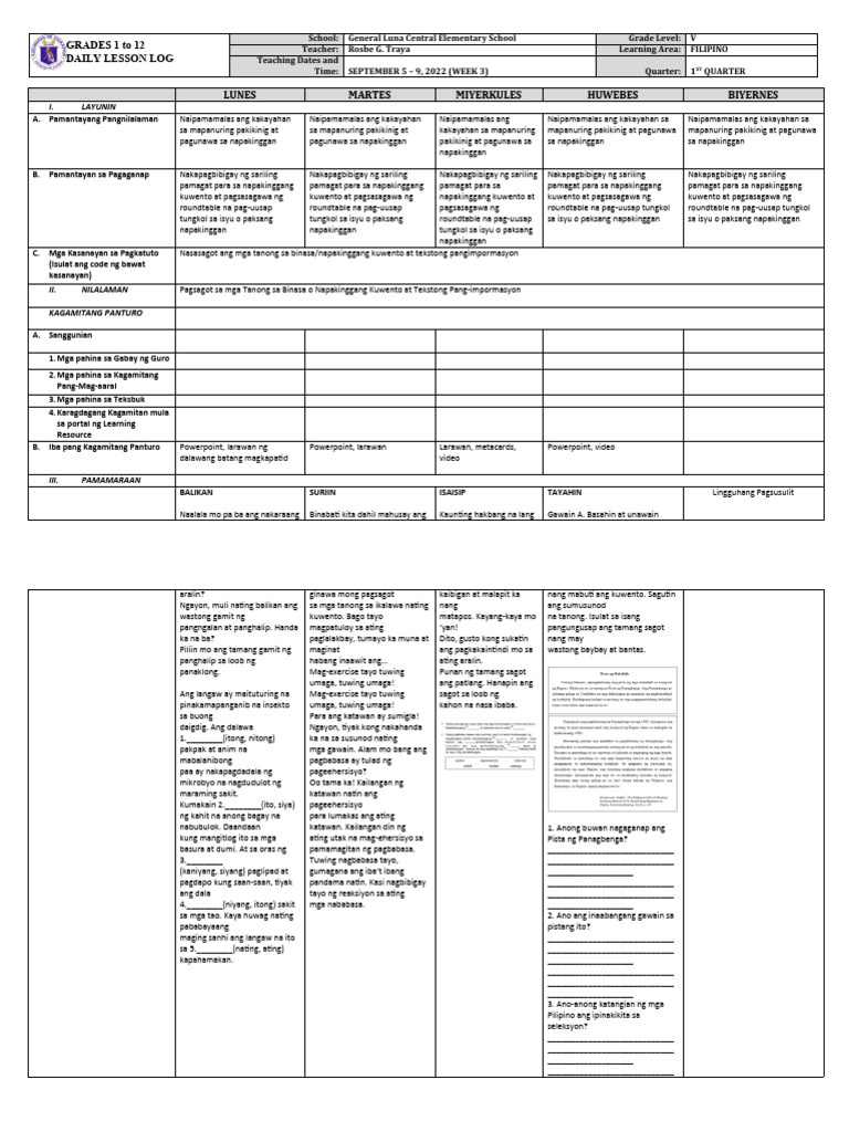 DLL_FILIPINO 5_Q1_W3 | PDF
