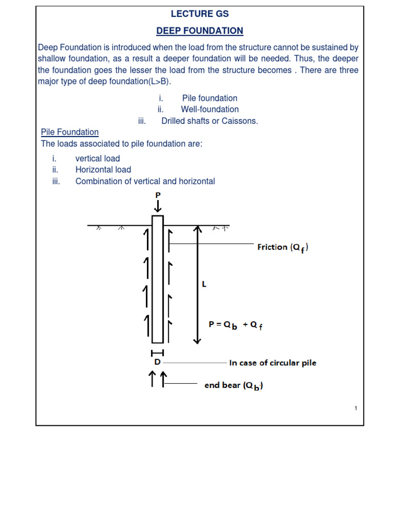 Lecture Note - GS-Pile Foundation | PDF | Deep Foundation | Foundation ...