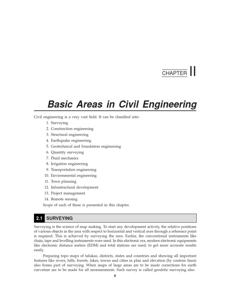 Basic Areas in Civil Engg | PDF | Civil Engineering | Surveying