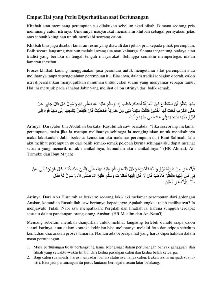 Panduan Khitbah: 4 Hal Penting | PDF