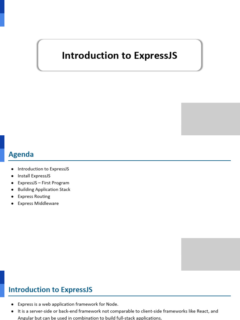 Introduction To ExpressJS | PDF | Java Script | Web Application Introduction To ExpressJS | PDF | Java Script | Web Application