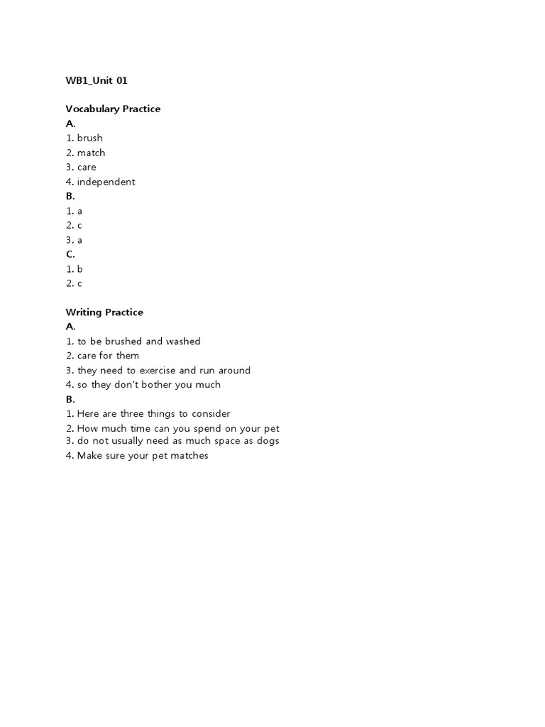 WB1 U01 Answer | PDF | Career & Growth