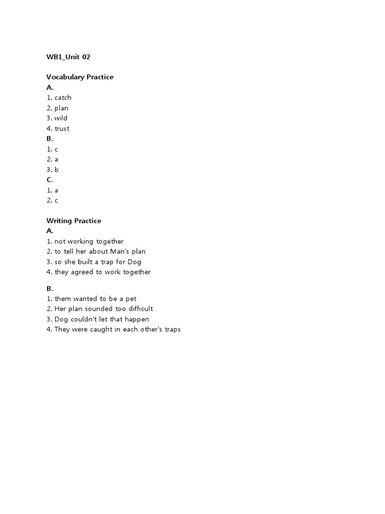 WB1 U02 Answer | PDF