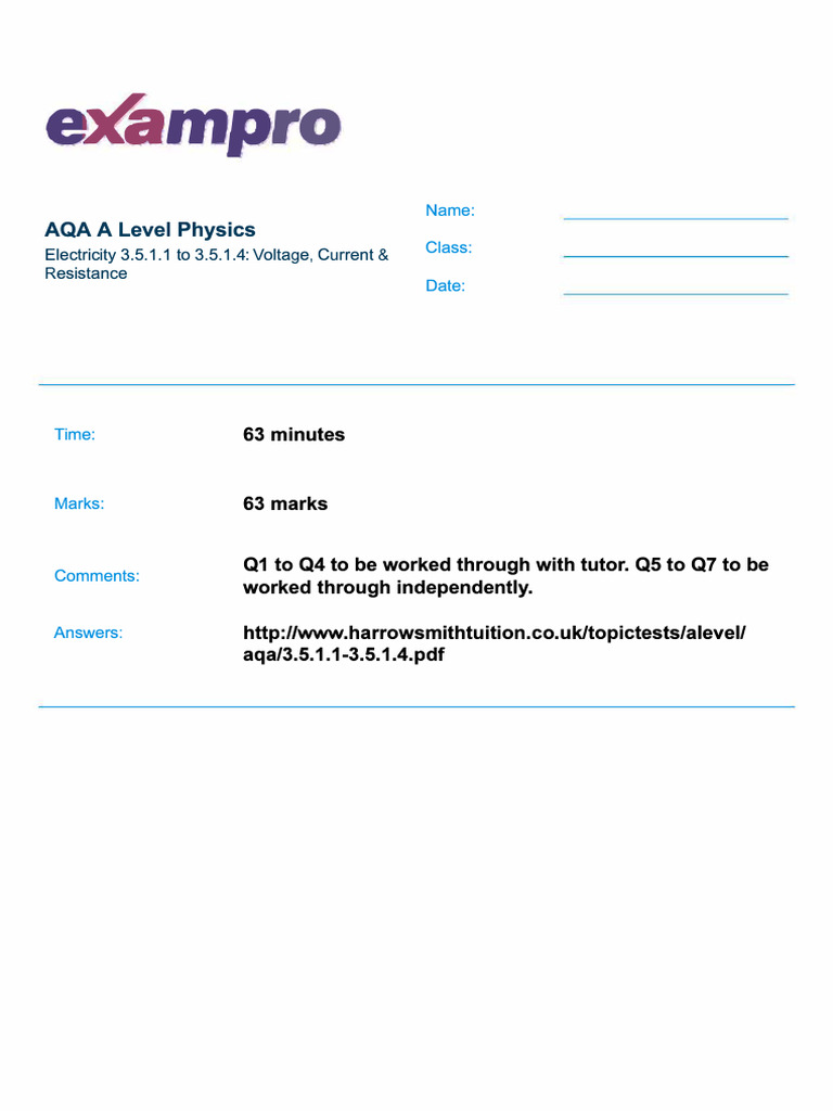 Voltage, Current, Resistiiance Qs | PDF | Electrical Resistance And ...