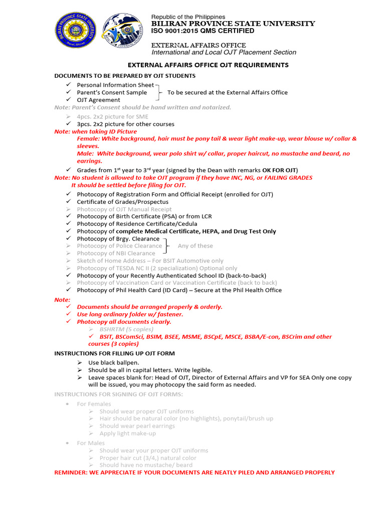 3a-OJT-REQUIREMENTS-1 | PDF