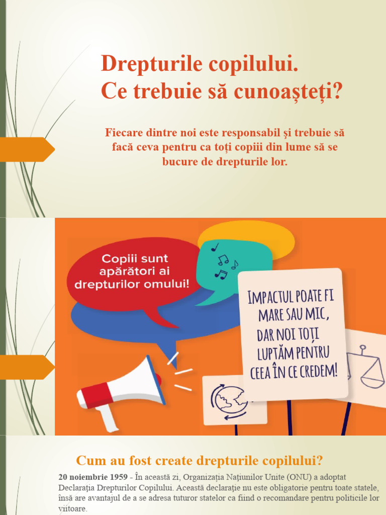 Prezentare - Drepturile Copilului | PDF