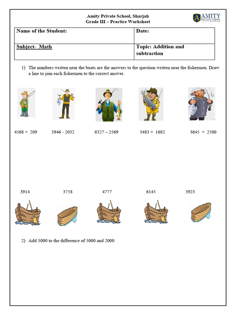 Practice worksheet - Add and sub | PDF
