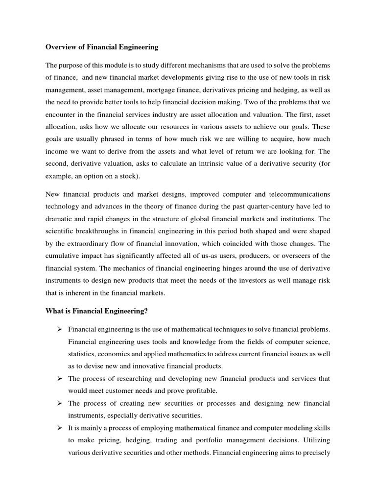 Overview | PDF | Option (Finance) | Futures Contract