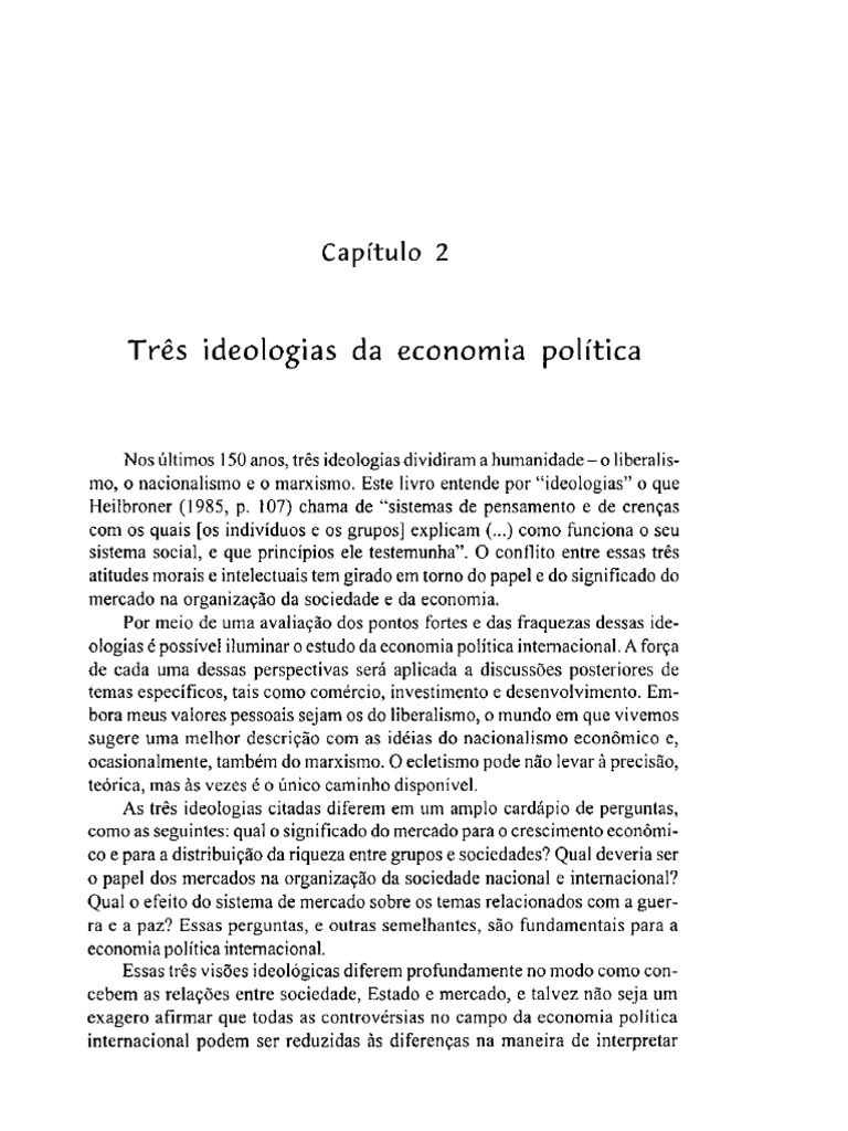 GILPIN, Robert. As Três Ideologias Da Economia Política. in A Economia ...