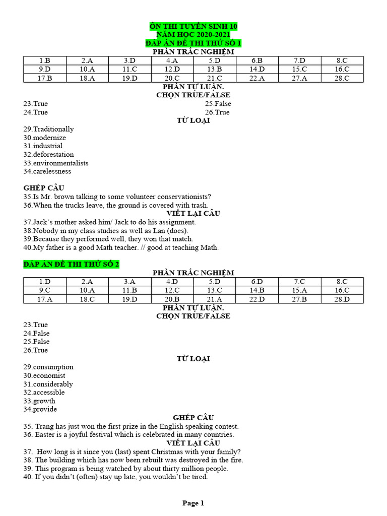 7-Đề Ôn Tuyển Sinh 10- 40 Đề Practice -21-22-Đáp Án | PDF
