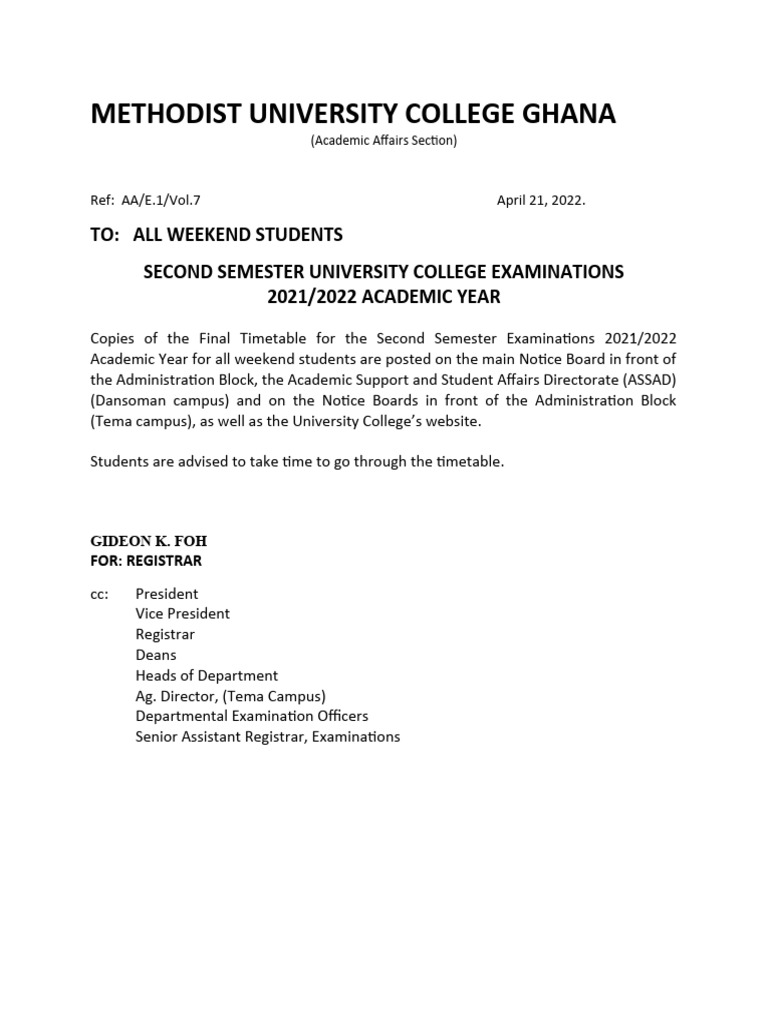 Second Semester WEEKEND STUDENTS 2021 2022 TIMETABLE | PDF | Business | Information