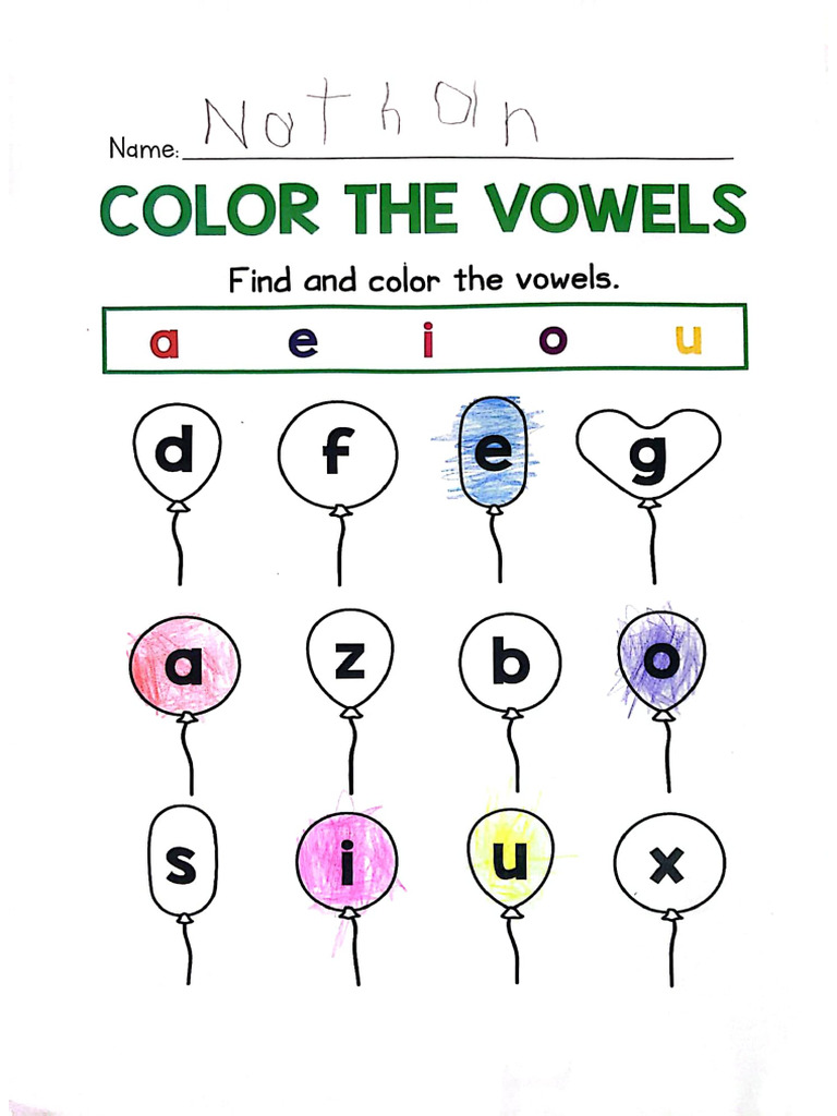 Nathan Levi Pena - Color The Vowels | PDF