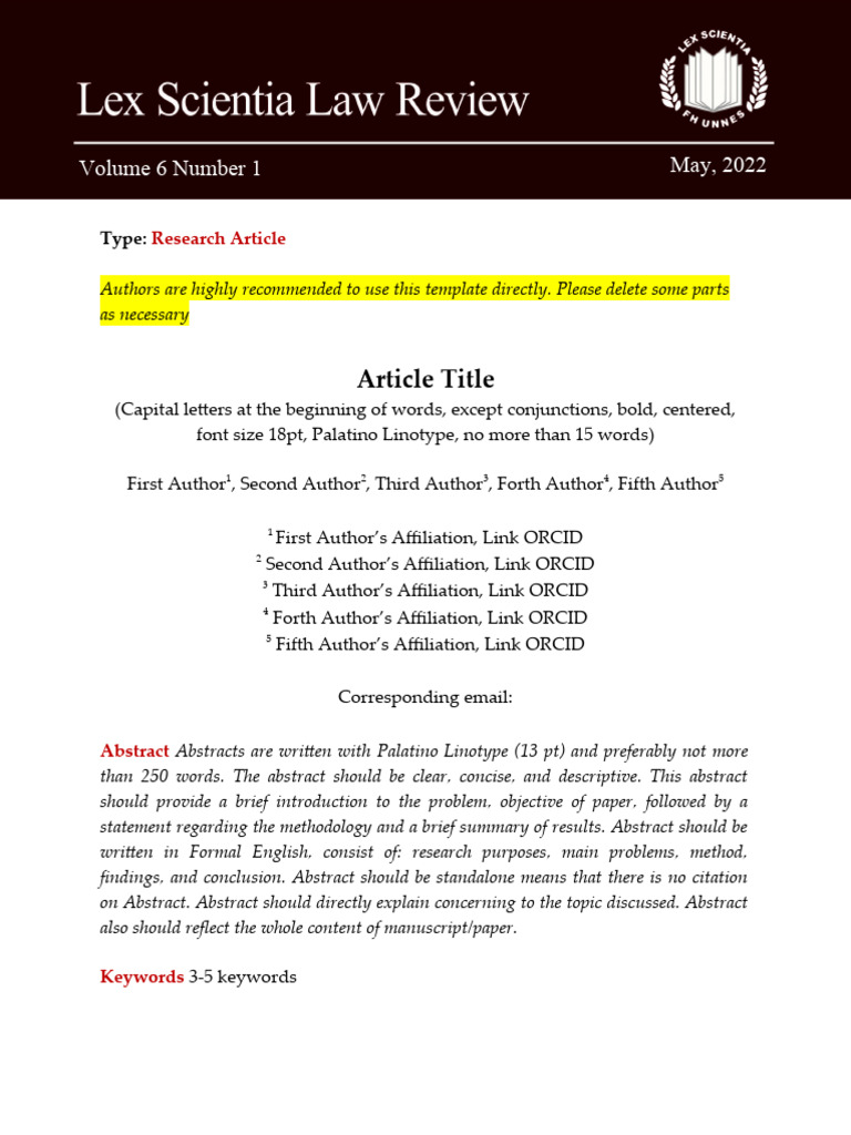 Template Lex Scientia Law Review | PDF | Abstract (Summary) | Citation