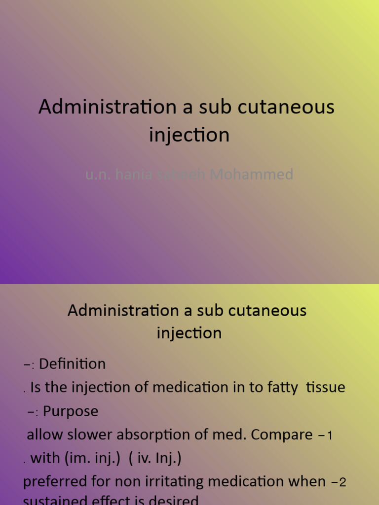 Administration A Sub Cutaneous | PDF