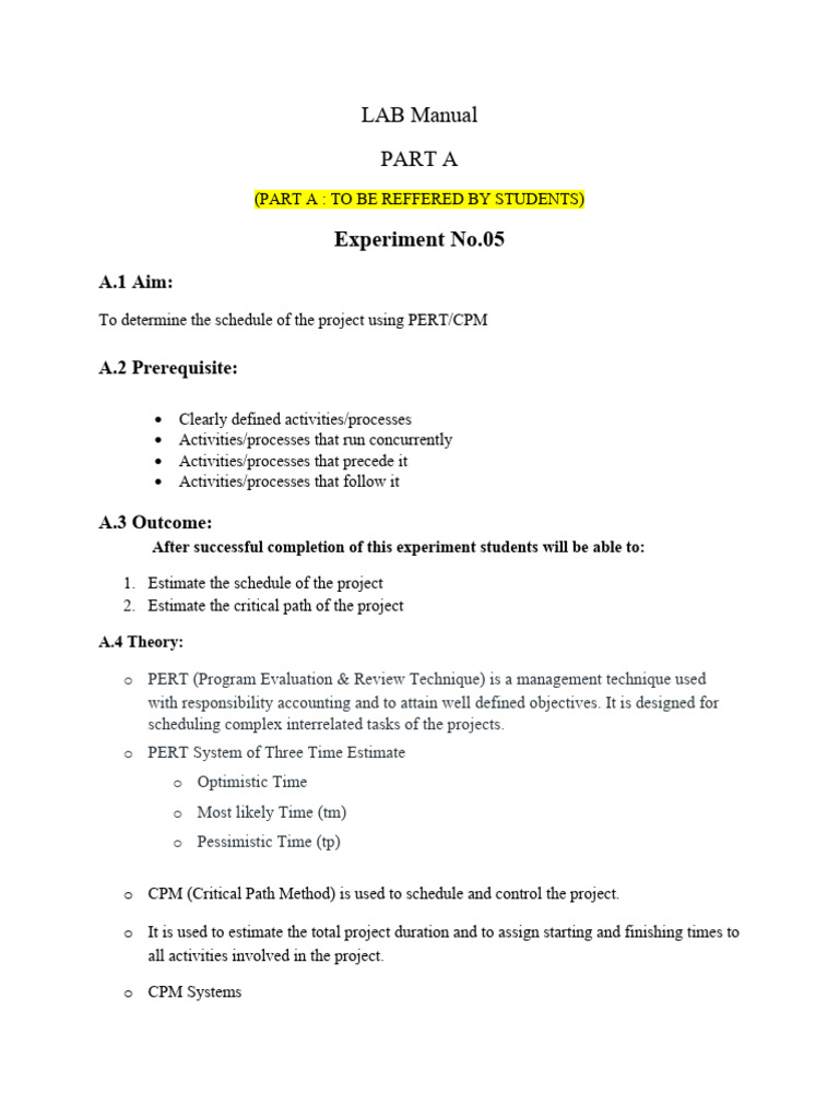 PERT/CPM Project Scheduling Lab | PDF | Applied Mathematics