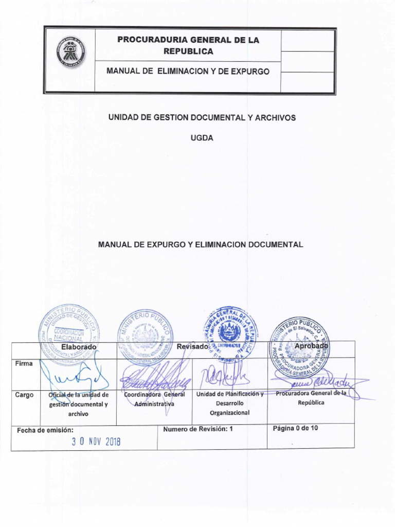 Manual de Expurgo y Eliminación Documental PGR (vigente) | PDF | Gestión de registros