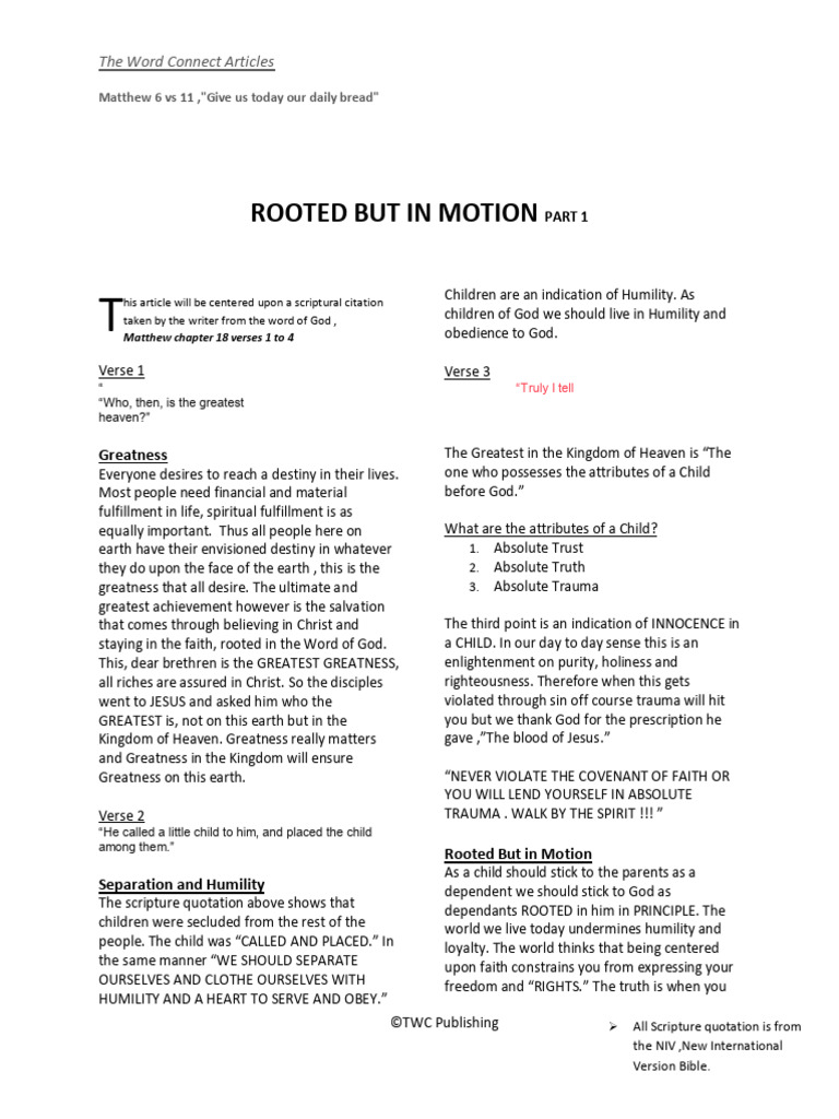 Rooted But in Motion Part 1 | Download Free PDF | Jesus | Gospel Of Matthew