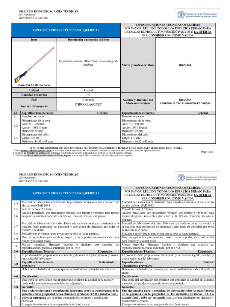H0066 Herramientas Barretón 2.5lb Cabo OSRO 802 | PDF | Acero