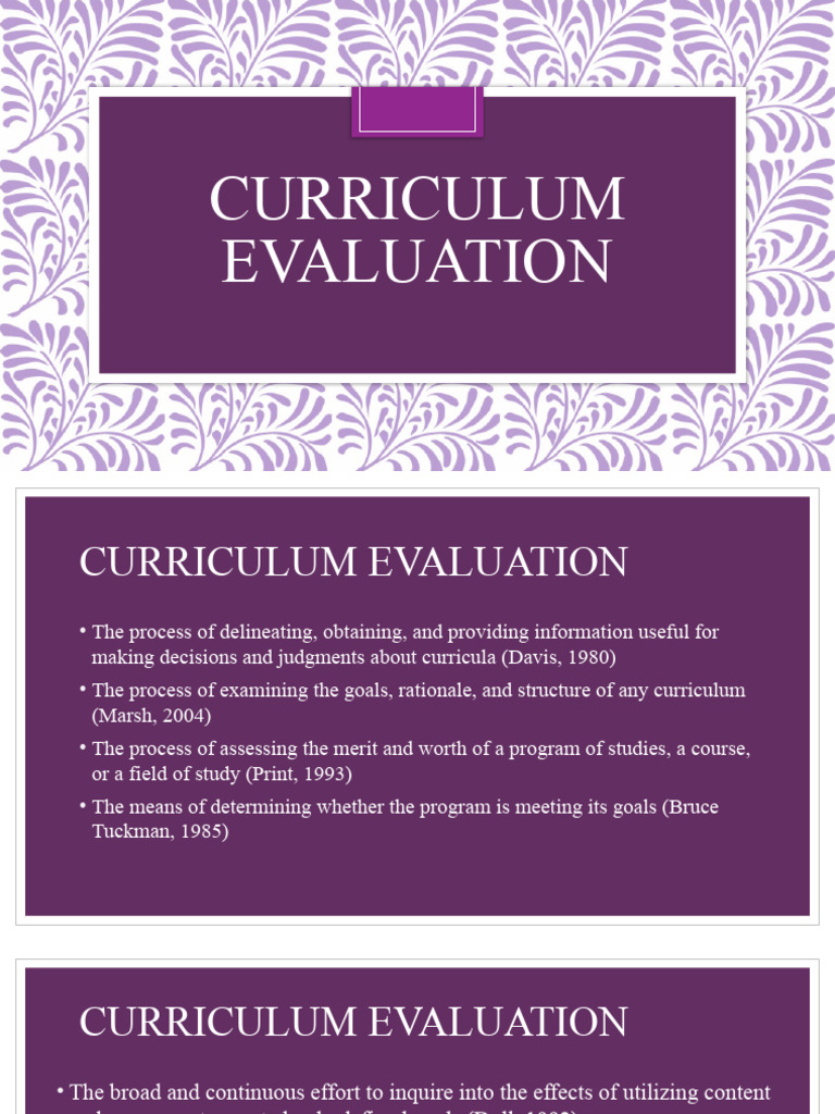 CURRICULUM EVALUATION - Chapter 6 1 | PDF | Curriculum | Evaluation