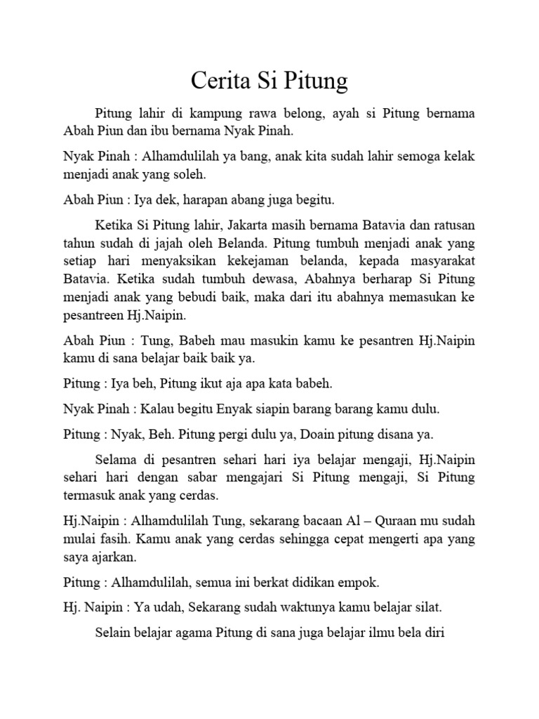 Cerita Si Pitung | PDF | Fiksi Misteri, Thriller, & Kejahatan