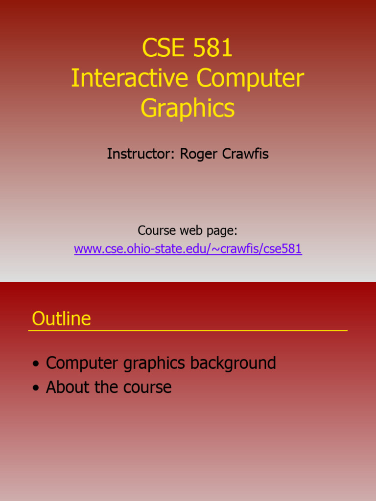 Cse581 01 Introduction | Download Free PDF | Rendering (Computer Graphics) | 3 D Computer Graphics