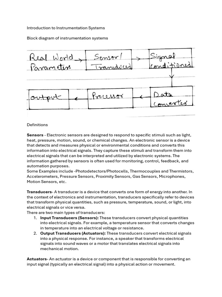 ELC 121 Instrumentation Sytems | PDF | Sensor | Actuator