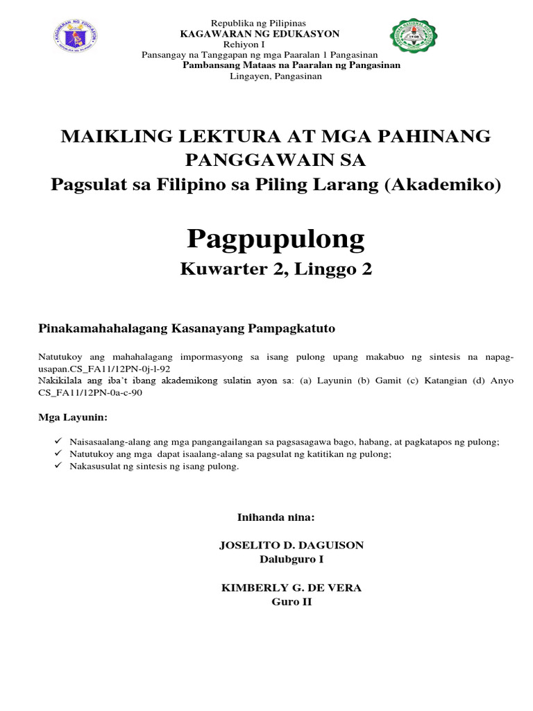Piling Larang Linggo 2 | PDF