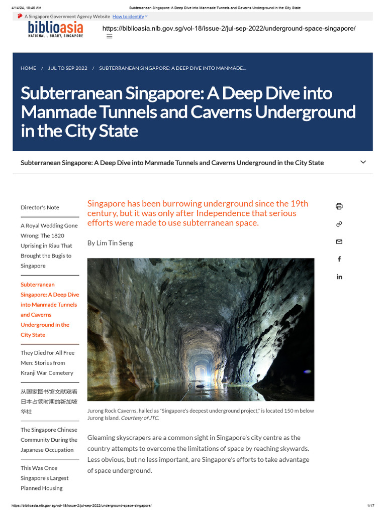 Subterranean Singapore - A Deep Dive Into Manmade Tunnels and Caverns Underground in The City ...