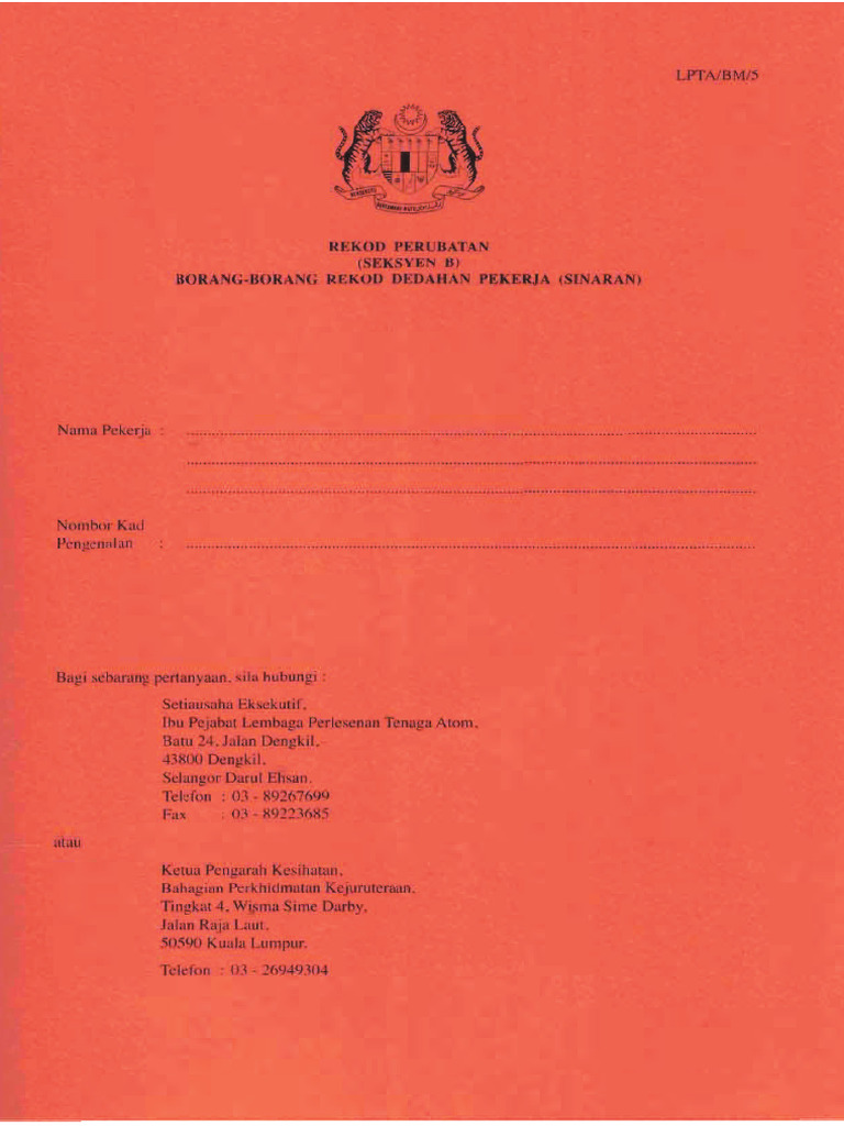 Borang Rekod Dedahan Pekerja (Sinaran) | PDF