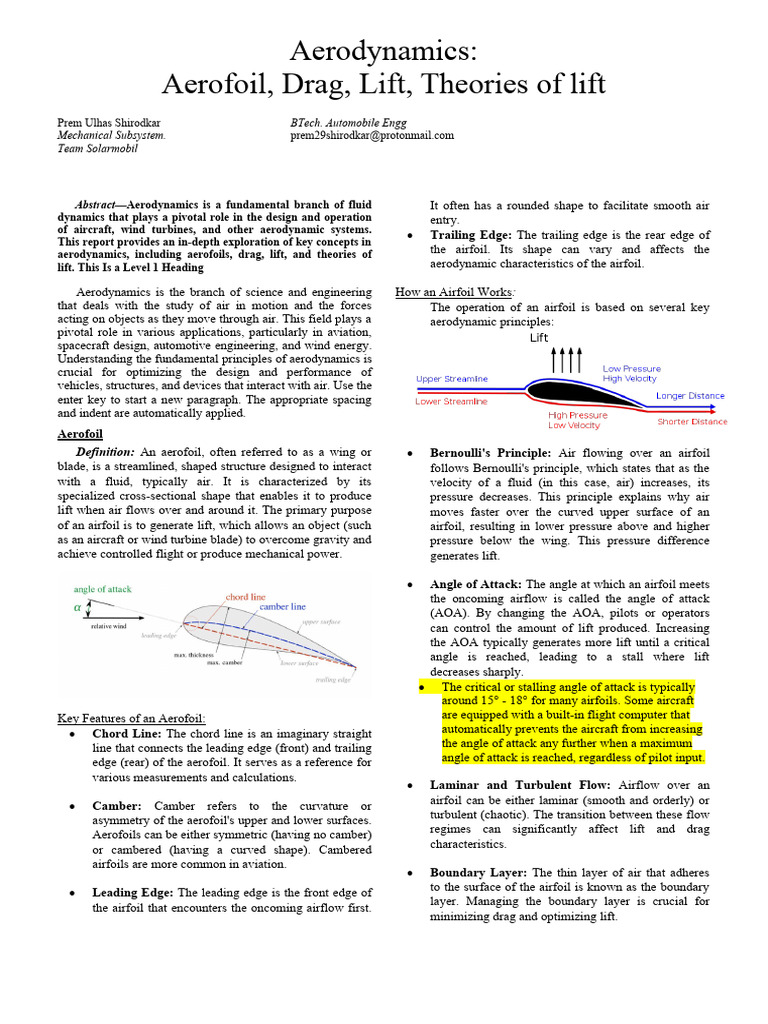 Aerodynamics 1 | PDF | Lift (Force) | Drag (Physics)