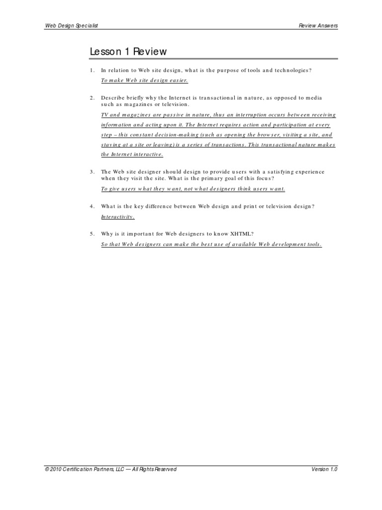 Answers Review | PDF | Dynamic Html | Html