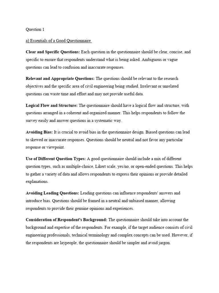 Civil Engineering Research Method Practical Assignment 2a | PDF | Questionnaire | Engineering