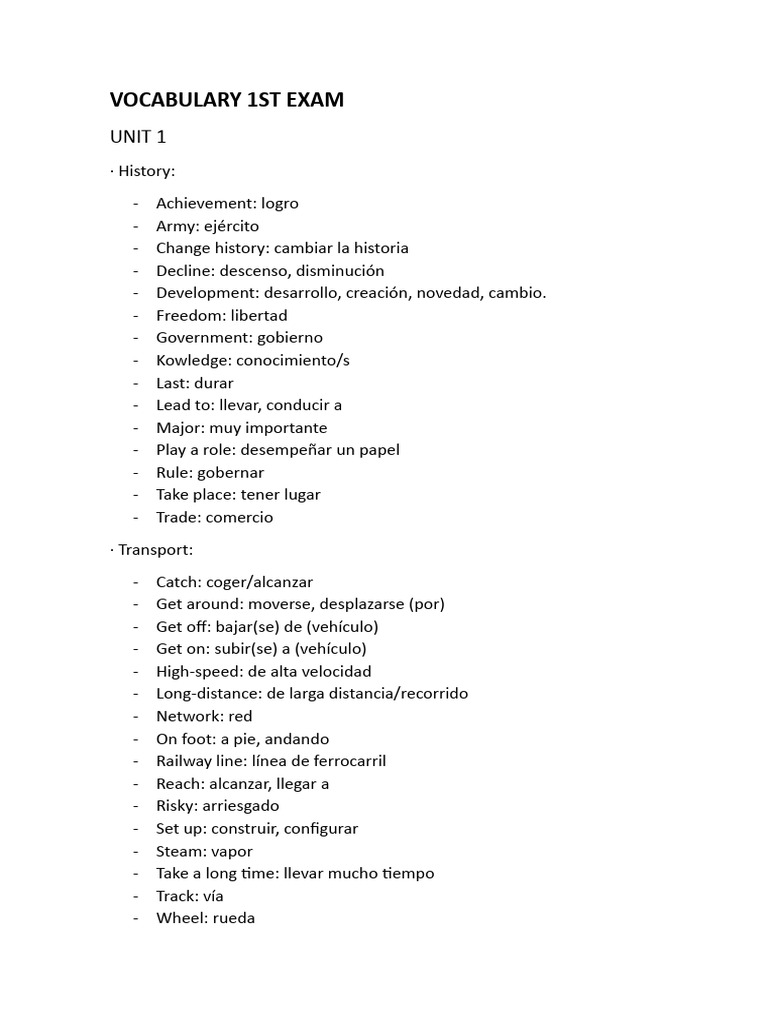 Vocabulary 1ST Exam | PDF