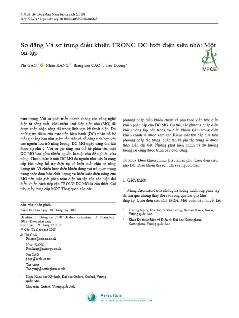 SV4 AH Primary and Secondary Control in DC Microgrids A Review TONG QUAN HAY | PDF