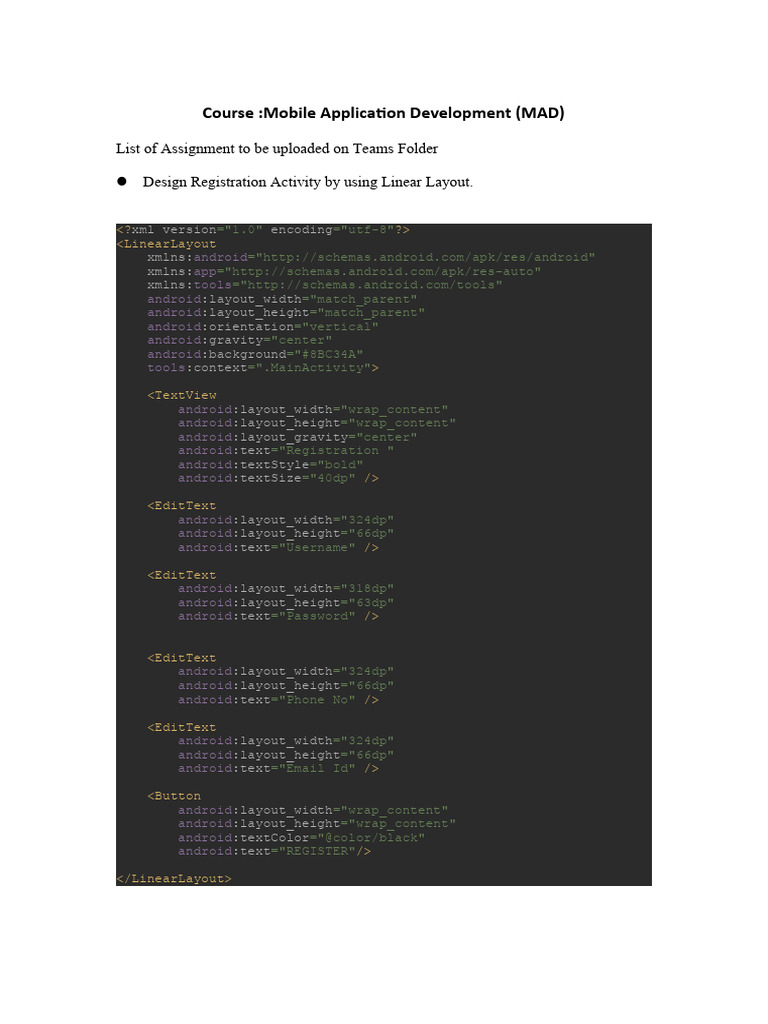 MAD Programs | PDF | Android (Operating System) | System Software MAD Programs | PDF | Android (Operating System) | System Software