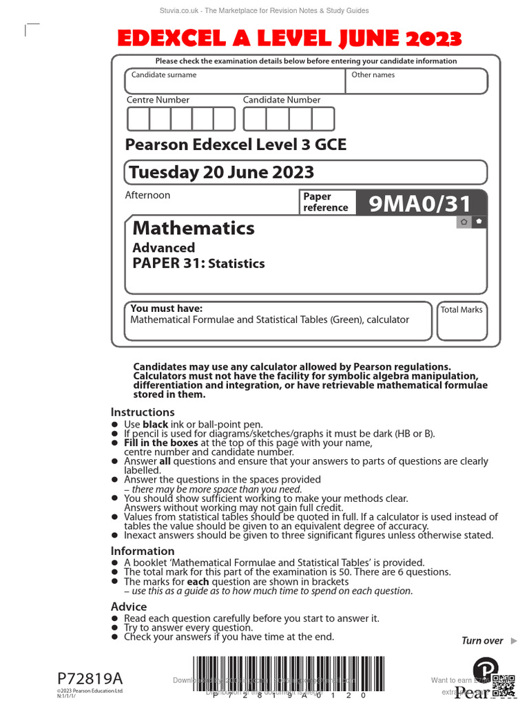 Stats Paper 3 | PDF | Standard Deviation | Mathematics