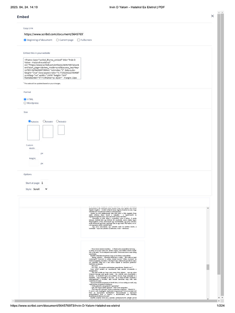 Irvin D Yalom - Halalrol Es Eletrol - PDF | PDF