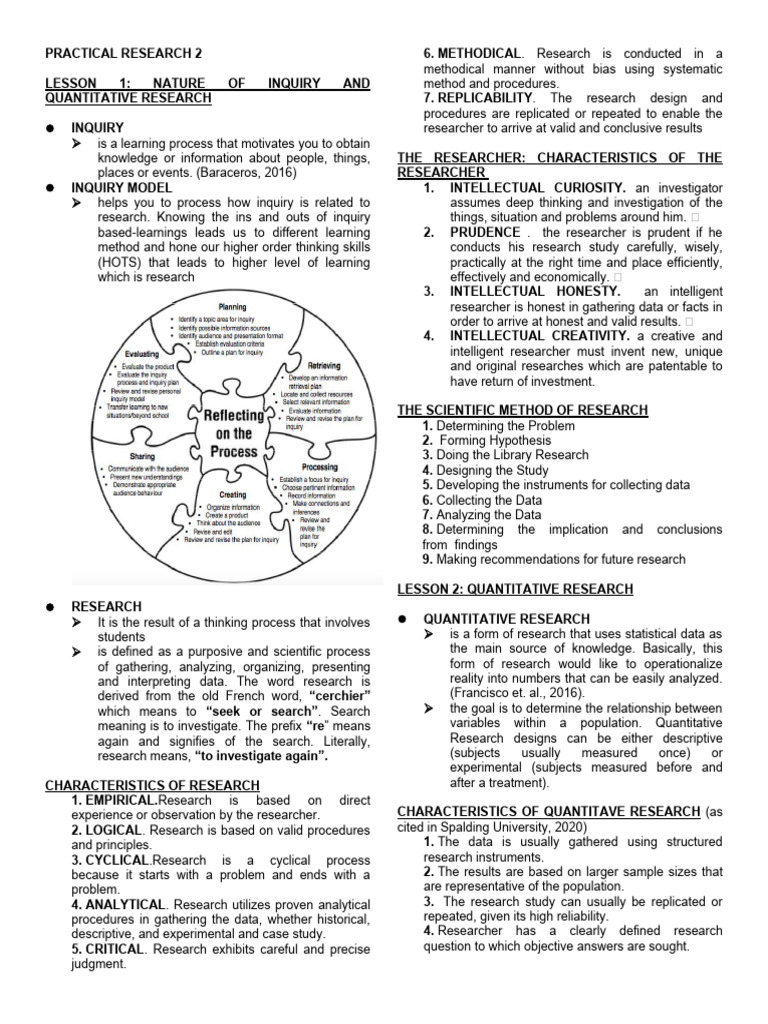 Practical Research 2 Reviewer | PDF | Quantitative Research | Statistics