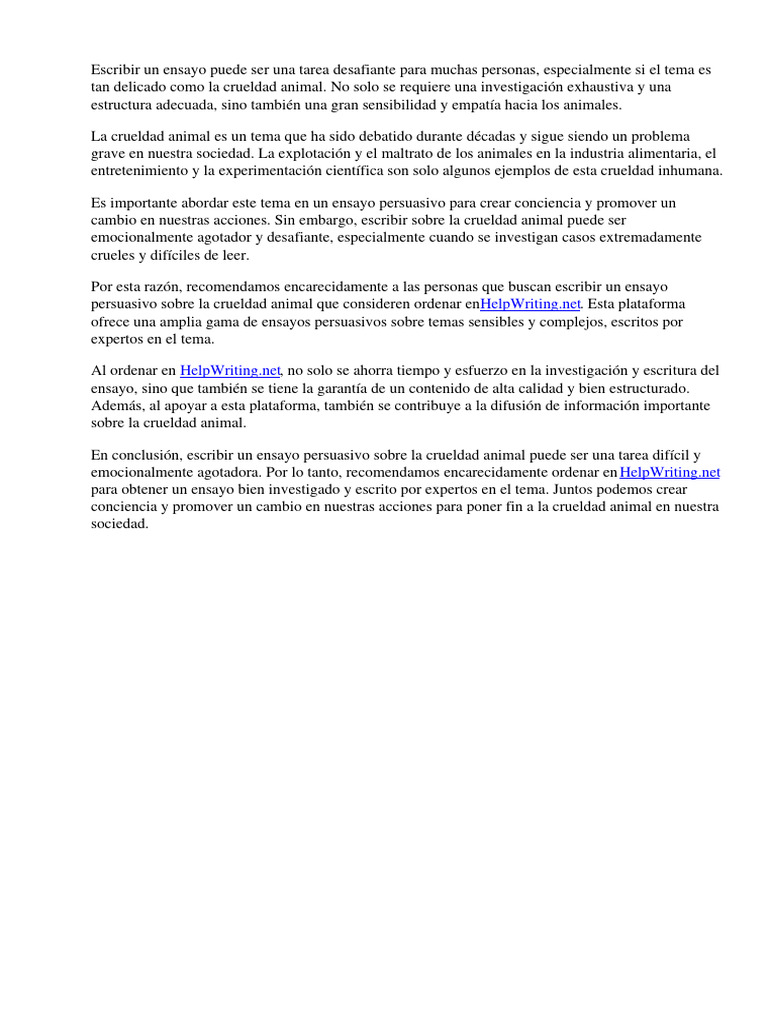 Ensayo Persuasivo Sobre La Crueldad Animal | PDF | Ensayos