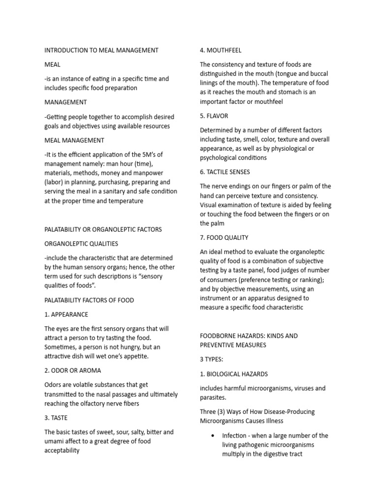 Introduction to Meal Management | PDF | Foods | Nutrition