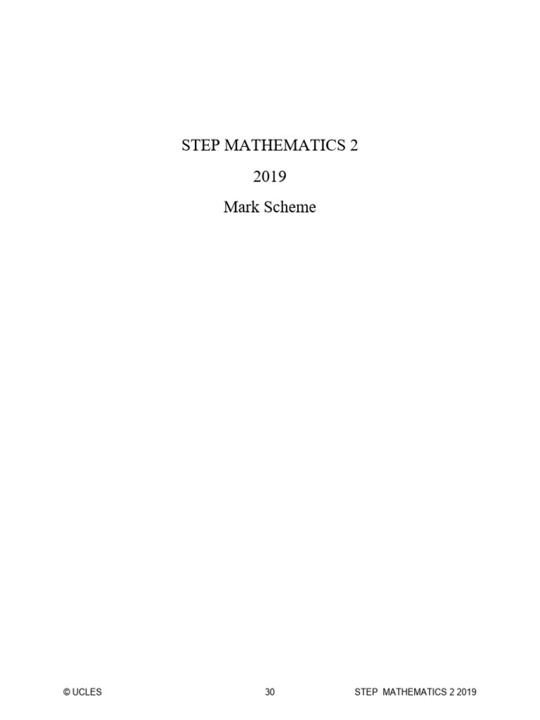 STEP Math II 2019 Mark Scheme | PDF | Tangent | Algebra