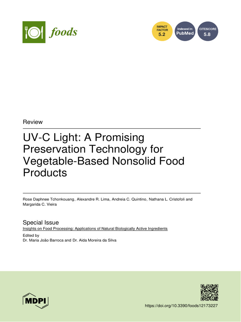 UV-C Light - A Promising Preservation Technology For Vegetable-Based ...