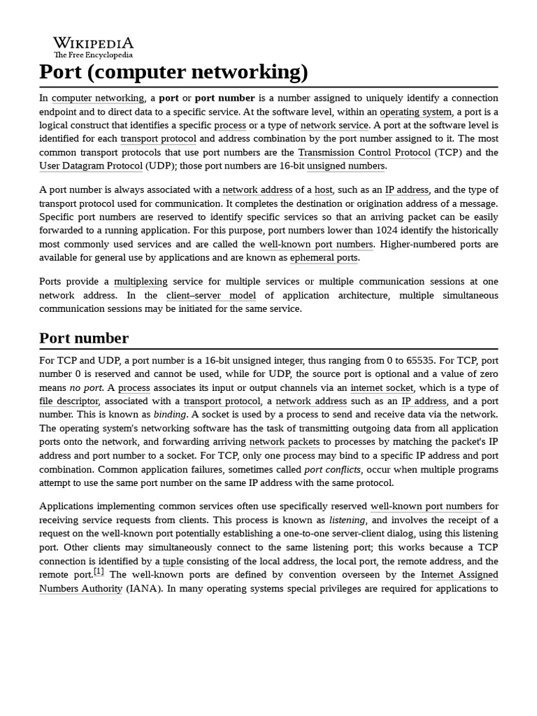 Port_(computer_networking) | PDF | Port (Computer Networking) | Telecommunications
