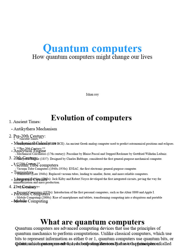 Presentation | PDF | Quantum Computing | Applied Mathematics