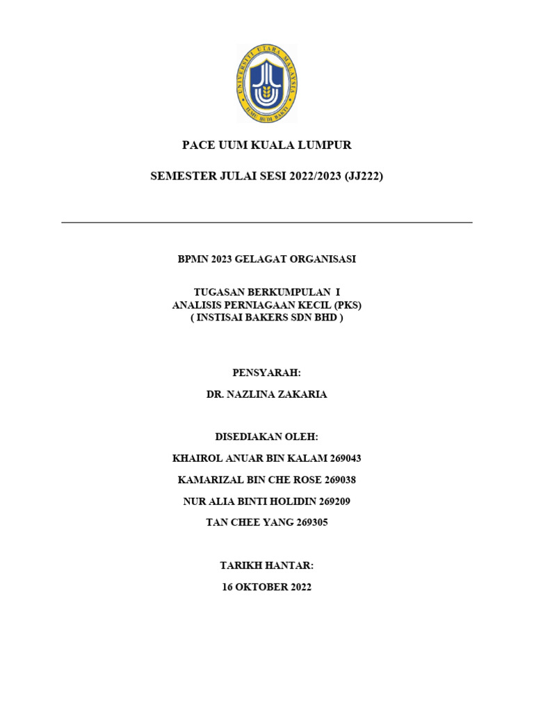 Intisari Bakers SDN BHD - KUMPULAN 2 BPMN 2023 | PDF