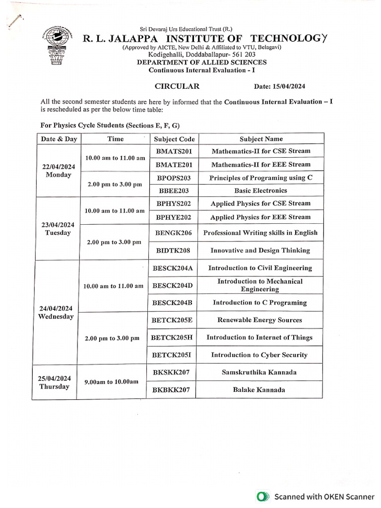 CIE-I, II Sem, 2023-24 | PDF CIE-I, II Sem, 2023-24 | PDF